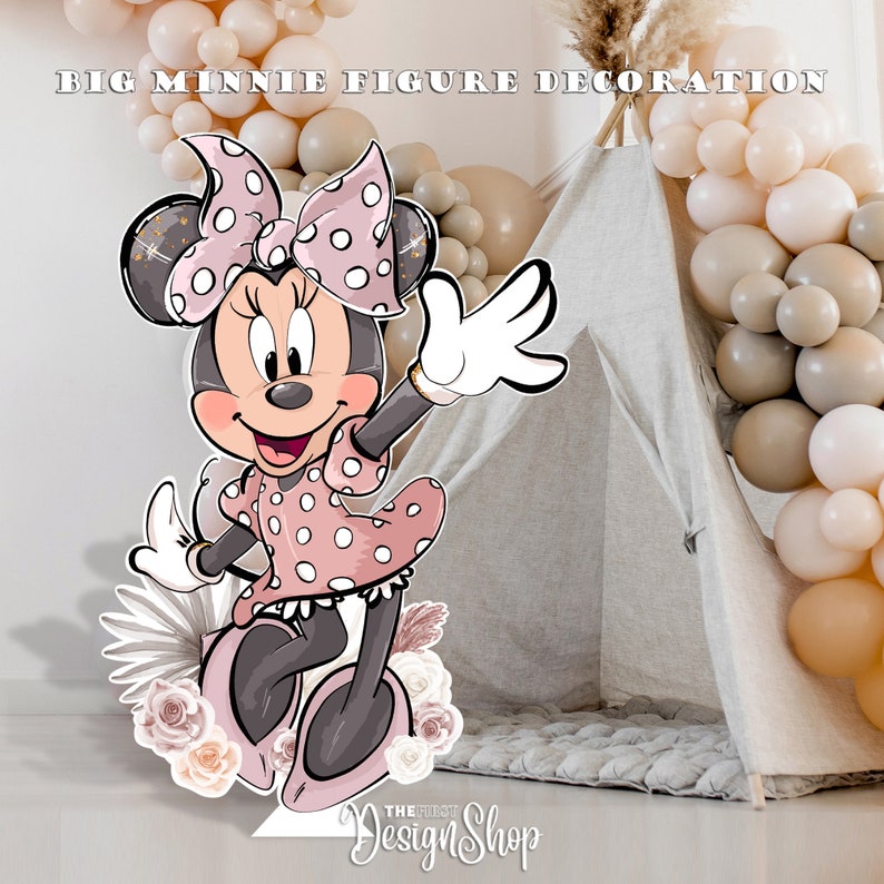Big Decor Boho Hi Minnie Mouse Figure Blush Pink Mouse Decor Printable ...