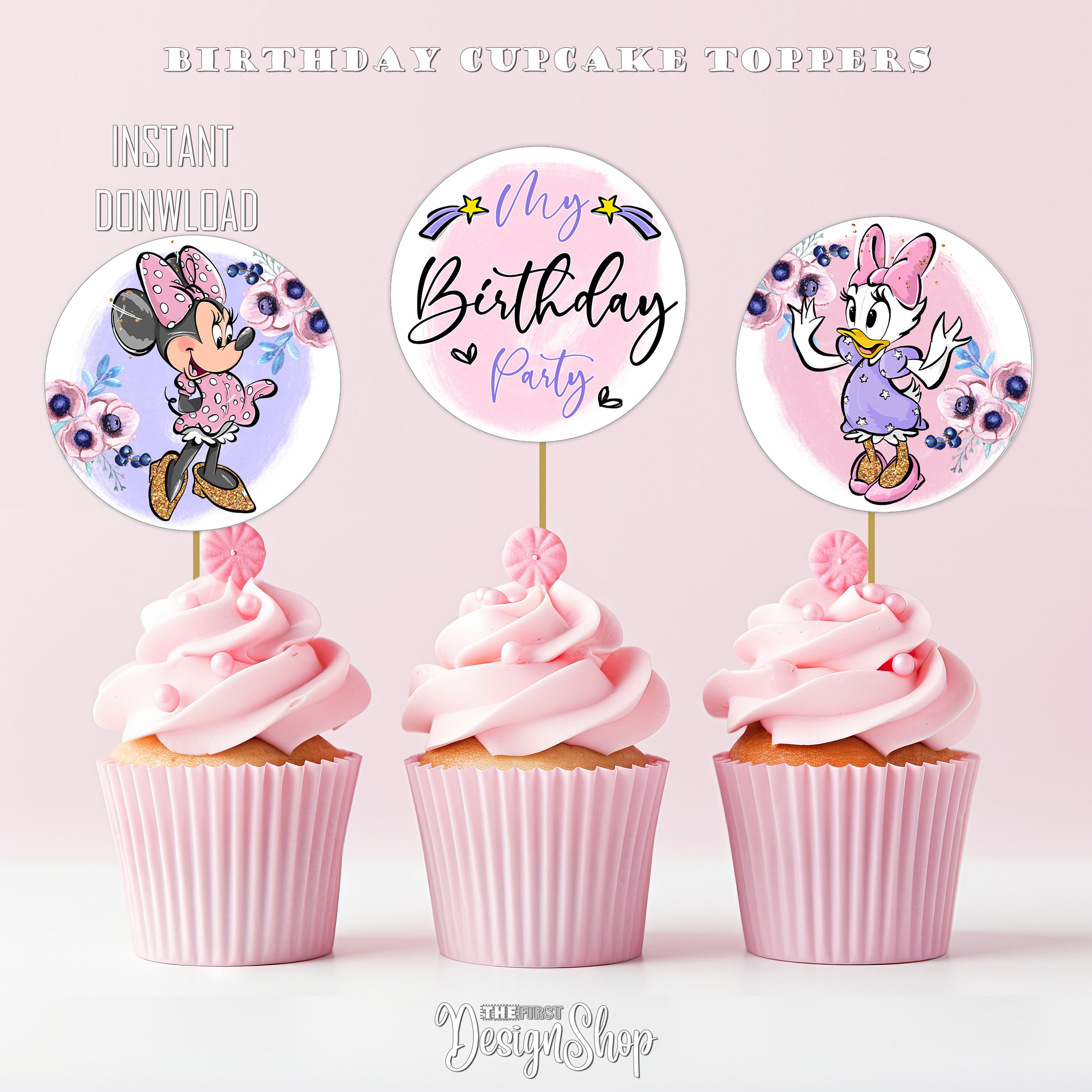 Minnie Mouse and Daisy Duck Cupcake Topper Minnie and Daisy Birthday ...