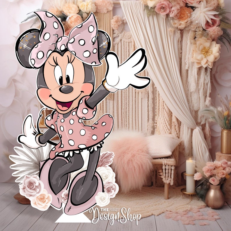 Big Decor Boho Hi Minnie Mouse Figure Blush Pink Mouse Decor Printable ...