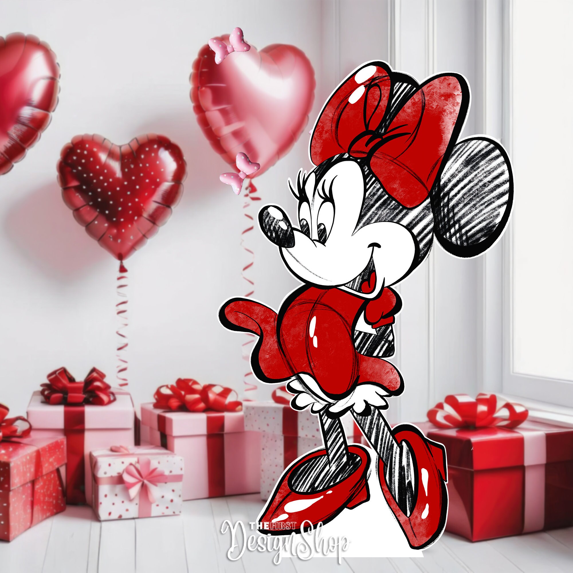 Big Decor Minnie Mouse Figure Beautiful Red Minnie Mouse Decor ...