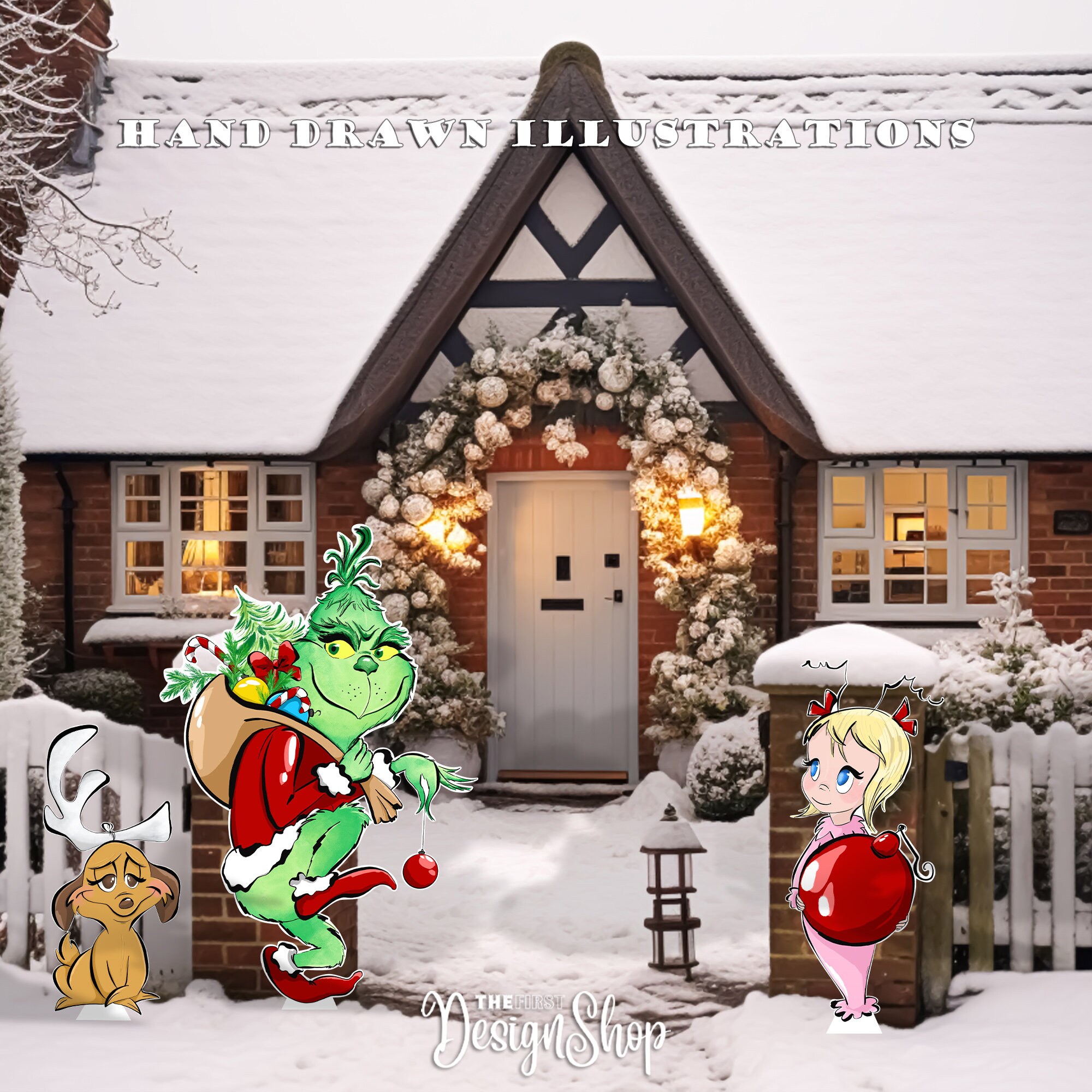 Grinch Christmas PNG Decor: Max, Cindy Lou, Whoville Figures (digital ...