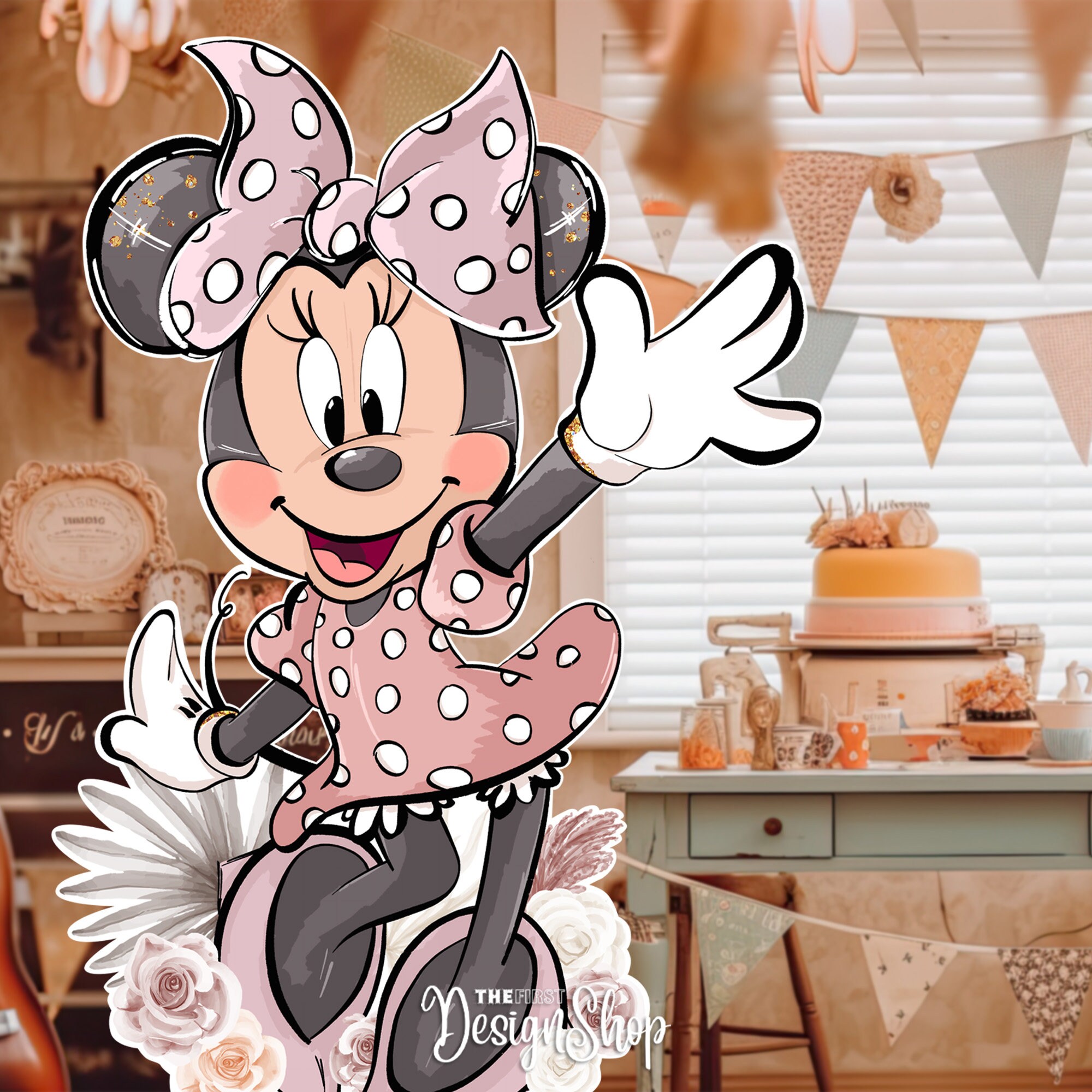 Big Decor Boho Hi Minnie Mouse Figure Blush Pink Mouse Decor Printable ...