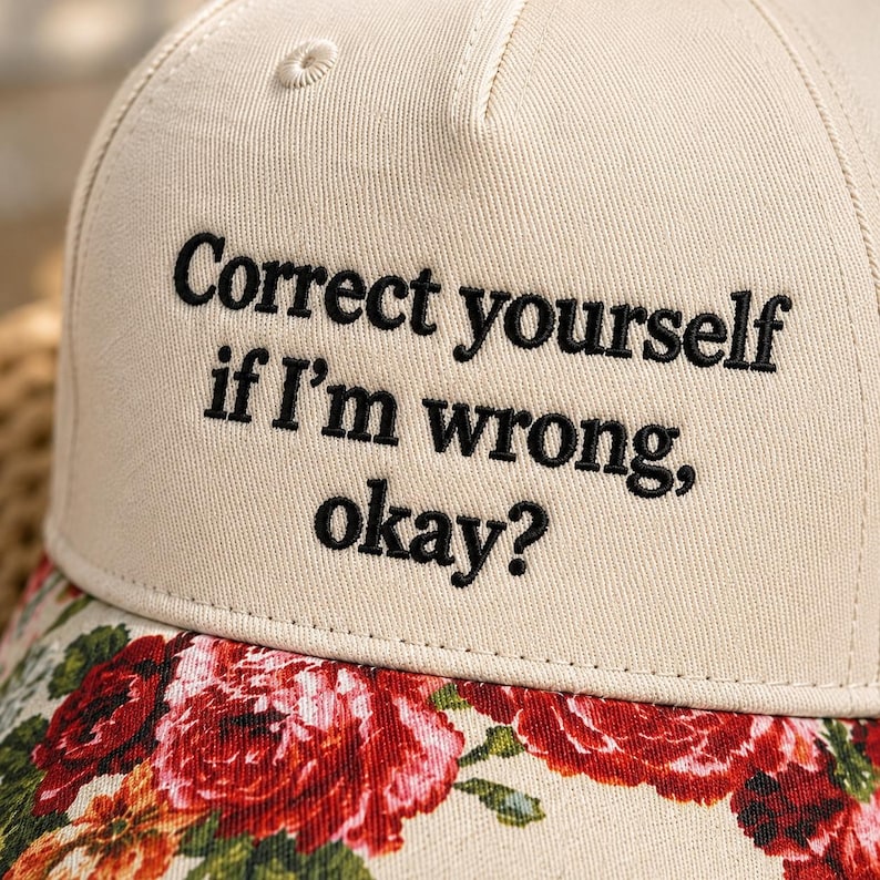 Custom Embroidered Funny Quote Hat, Correct Yourself If I'm Wrong Okay ...