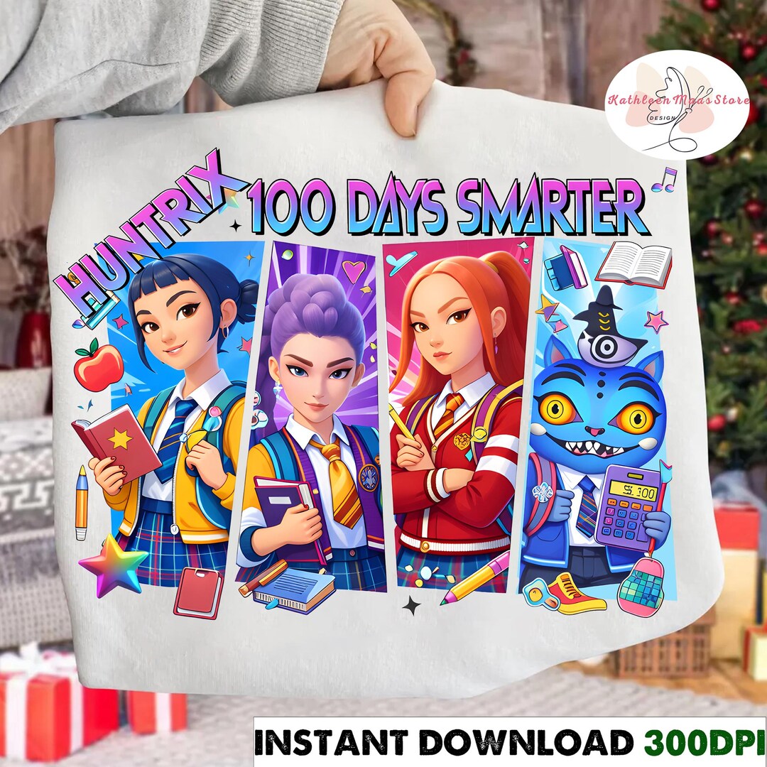 100 Days Smarter K-pop Cartoon PNG, Girl Band Clipart (digital Download ...