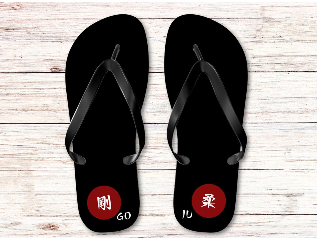 Goju Flip Flops Japan Flag With Japanese Characters Slek - Etsy