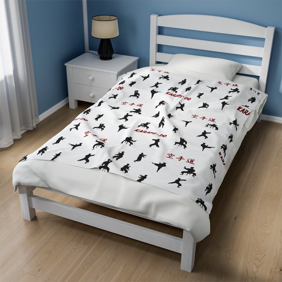 Karate Plush Blanket, Karate Gift, Black Belt Gift, Japanese Characters ...