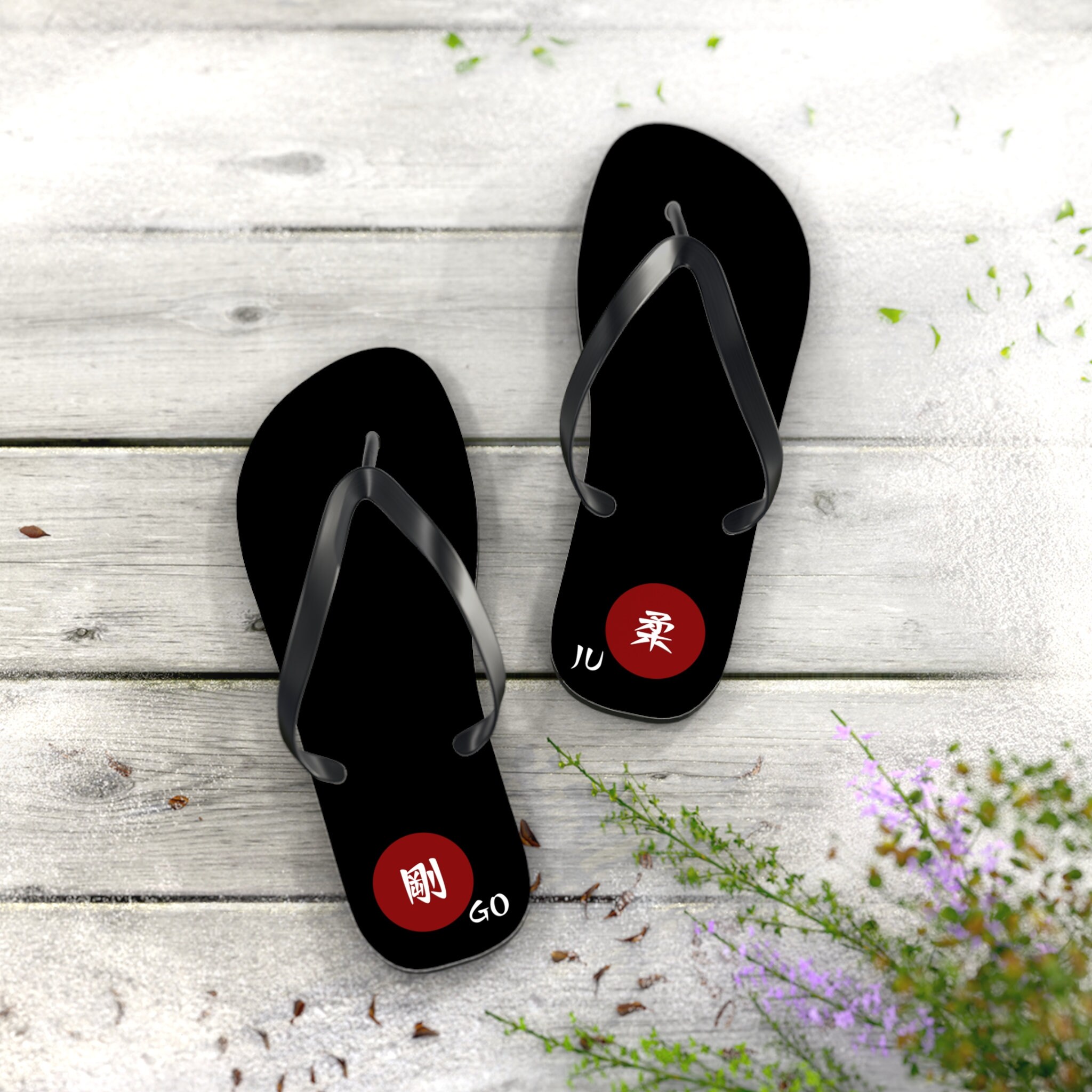 Goju Flip Flops Japan Flag With Japanese Characters Slek - Etsy
