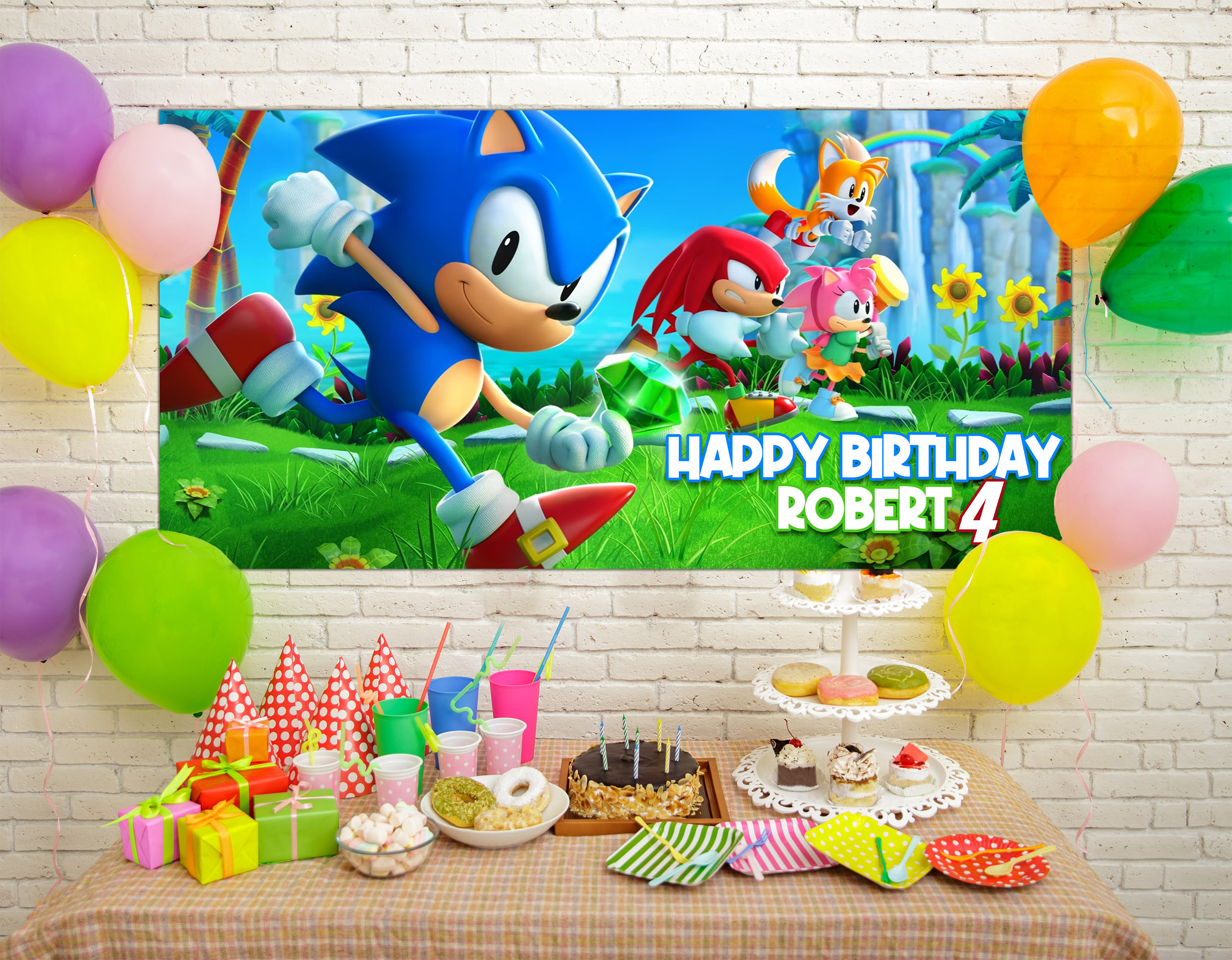 Sonic Birthday Bannersonic Birthday Backdropsonic Wall - Etsy