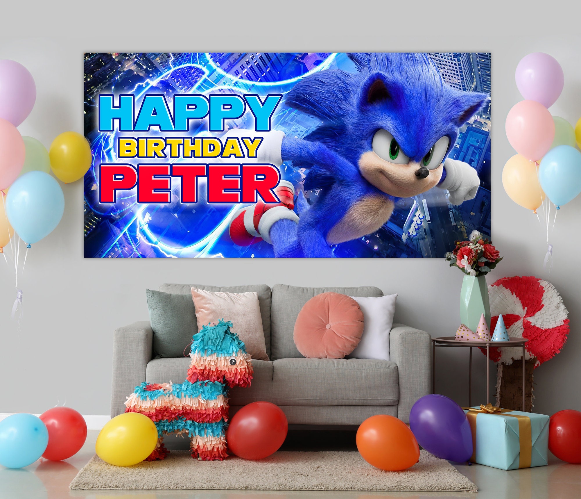 Custom Sonic Birthday Banner Sonic Banner Personalized - Etsy