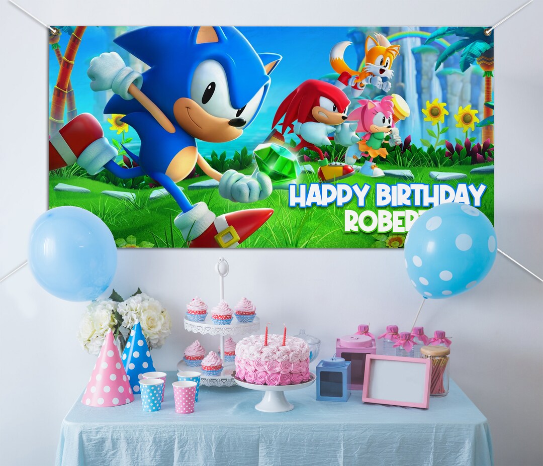 Sonic Birthday Bannersonic Birthday Backdropsonic Wall - Etsy