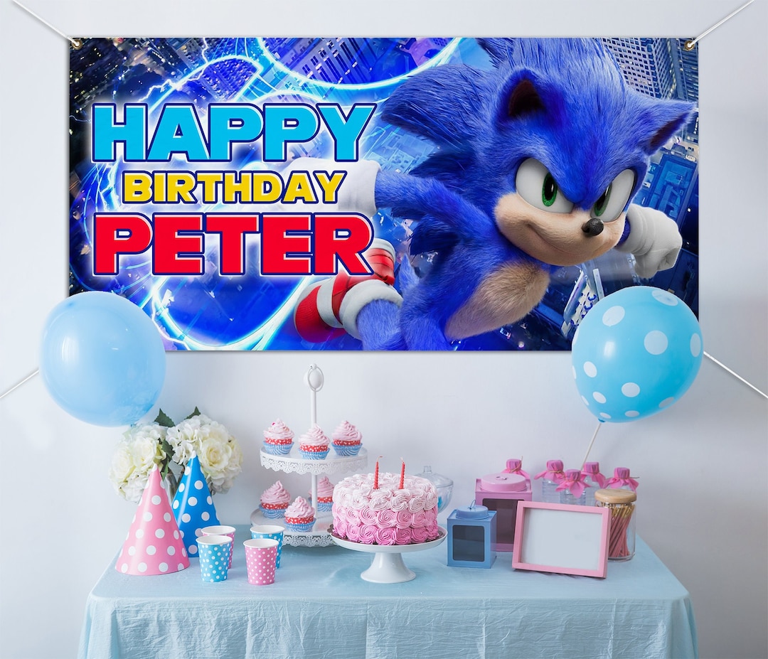 Custom Sonic Birthday Banner Sonic Banner Personalized - Etsy