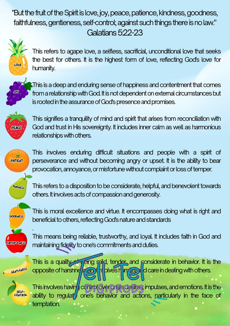 Fruit of the Spirit Game, Preschool Printable, Bible Verse, Galatians ...