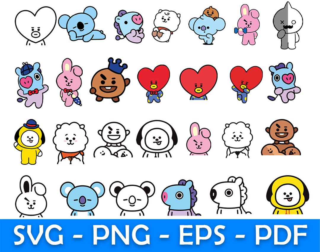 BT21 Bundle SVG vector BT21 silueta BT21 cumpleaños BT21 - Etsy México