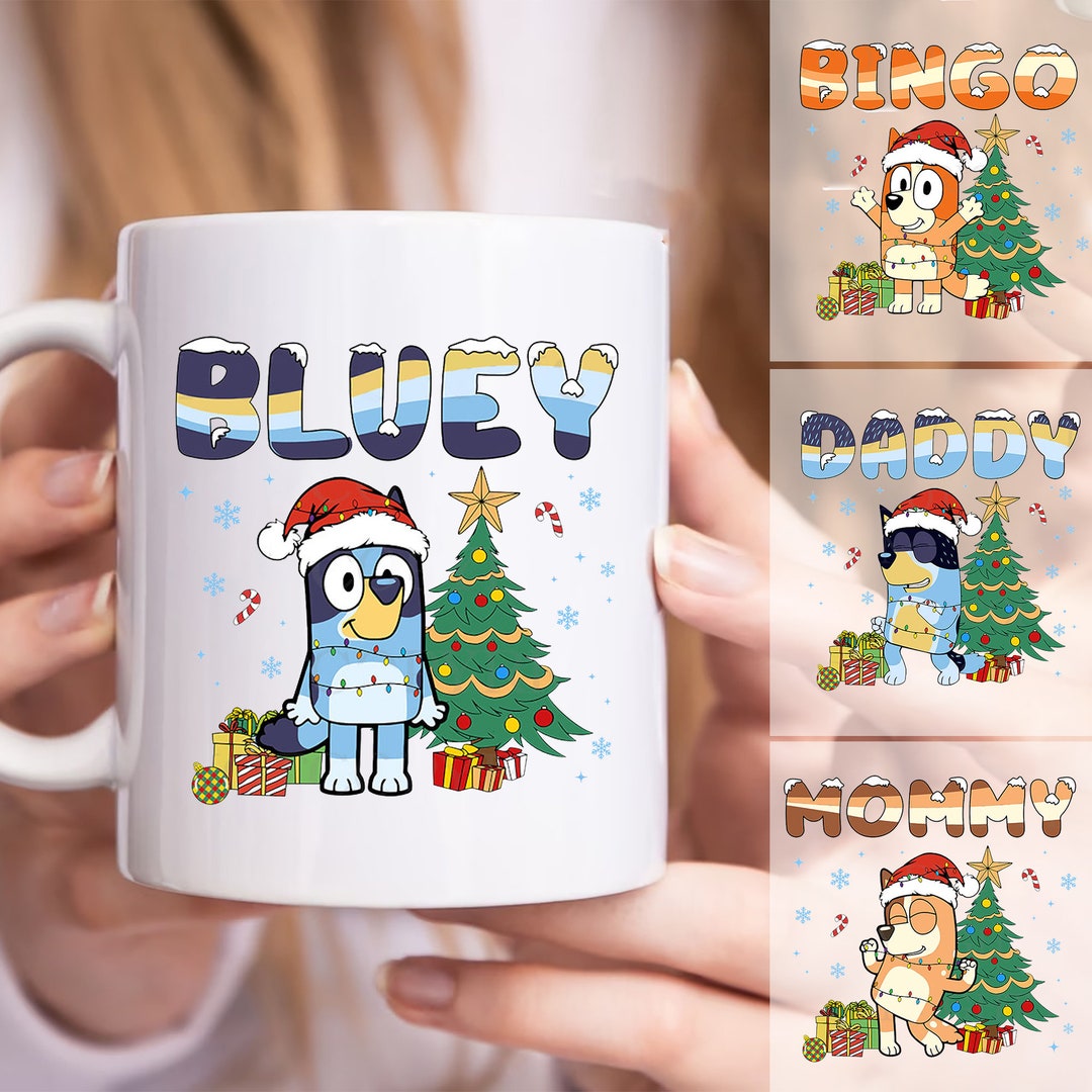 Personalized Christmas Bluey Family Mug Custom Bluey Coffee - Etsy