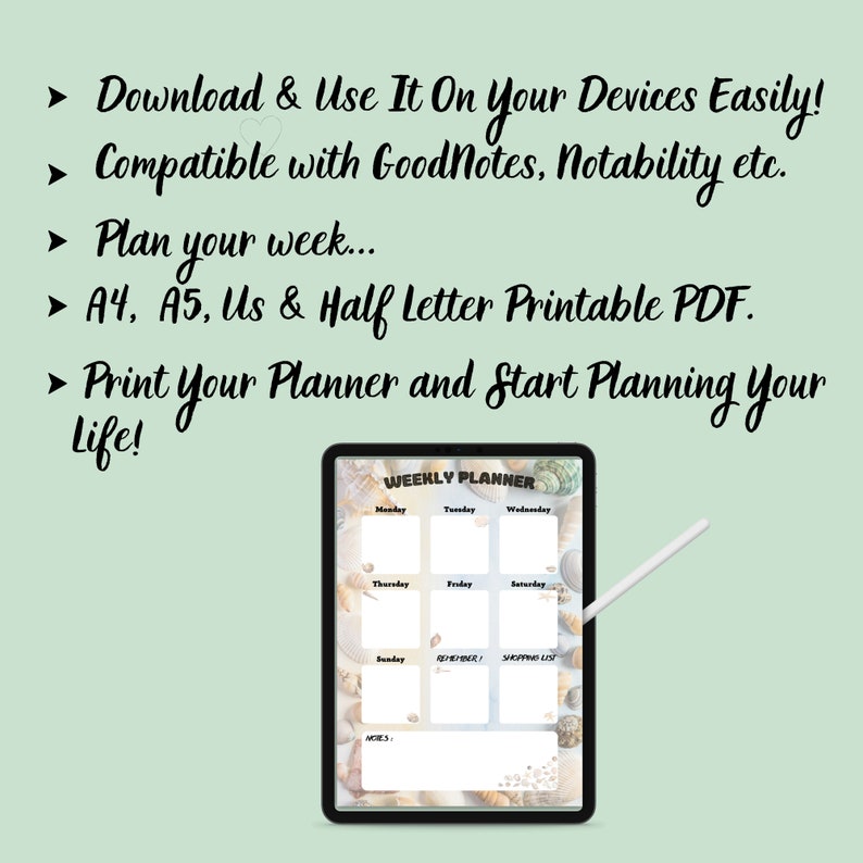 Weekly Planner Printable, Minimalist Weekly Planner, Weekly Organizer ...