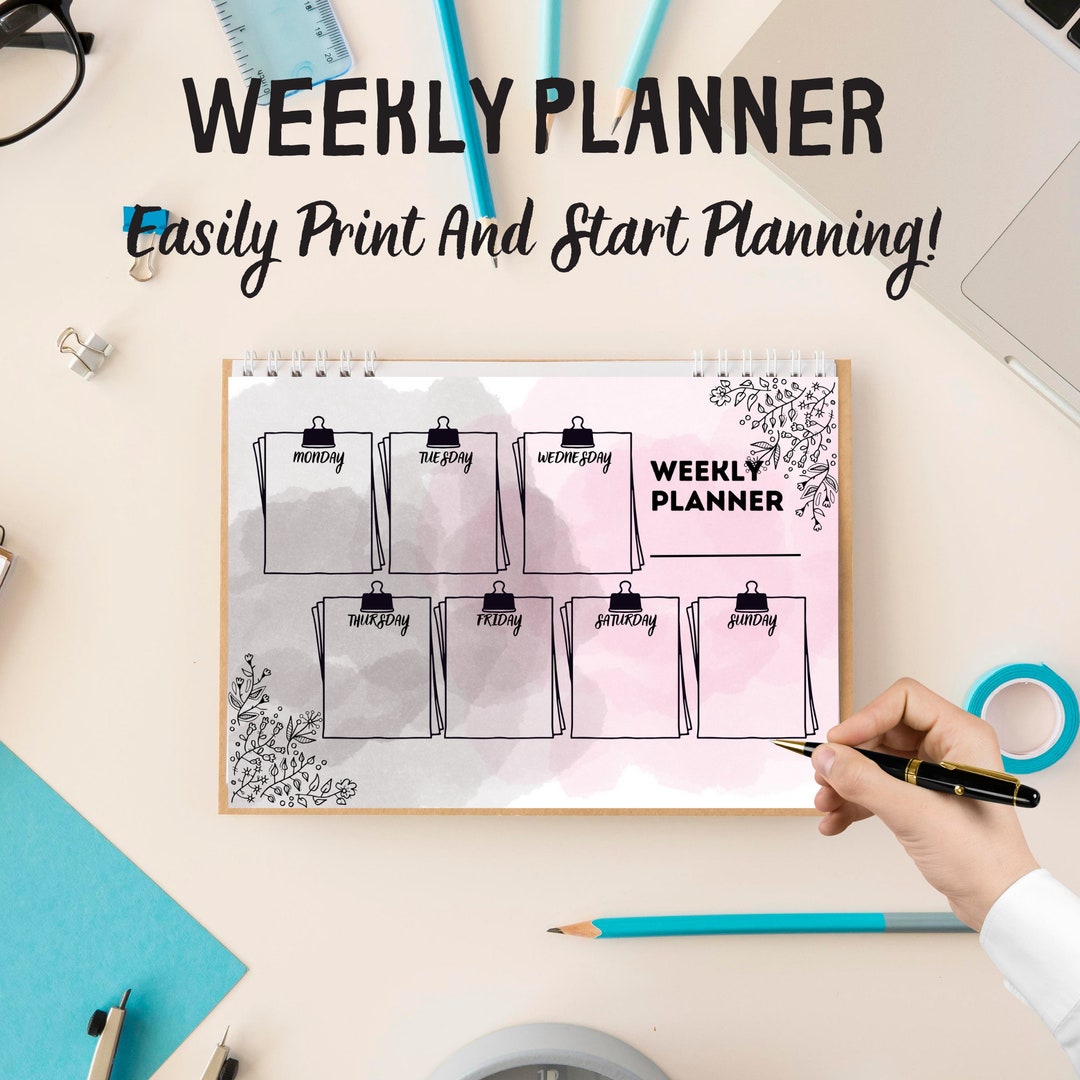 Weekly Planner Printable, Minimalist Weekly Planner, Weekly Organizer ...