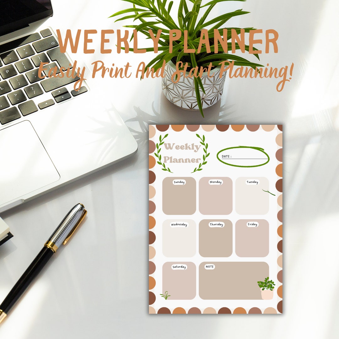 Weekly Planner Printable, Minimalist Weekly Planner, Weekly Organizer ...
