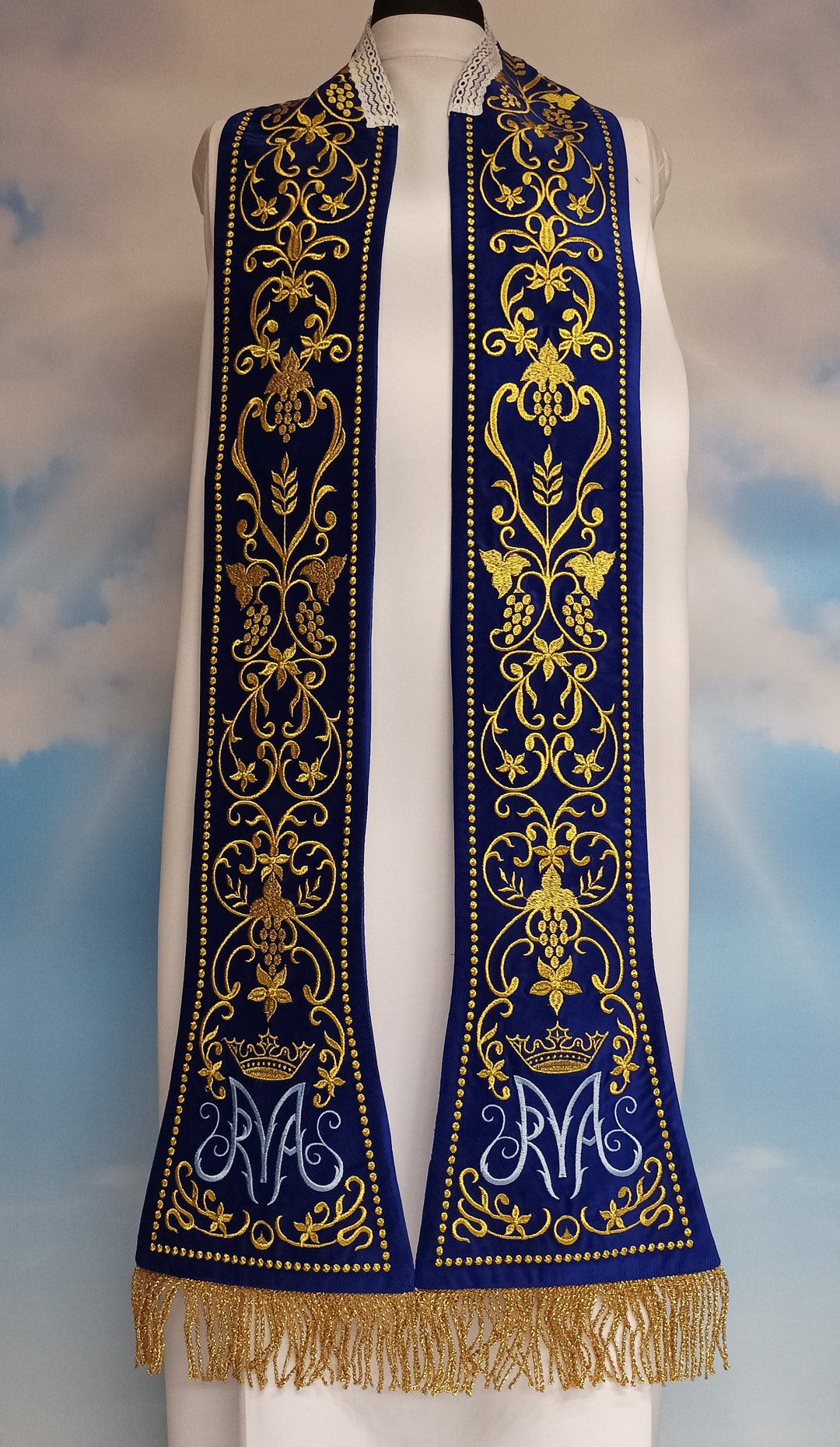Velvet Stola for Priests, Marian Stola, Blue Velvet - Etsy
