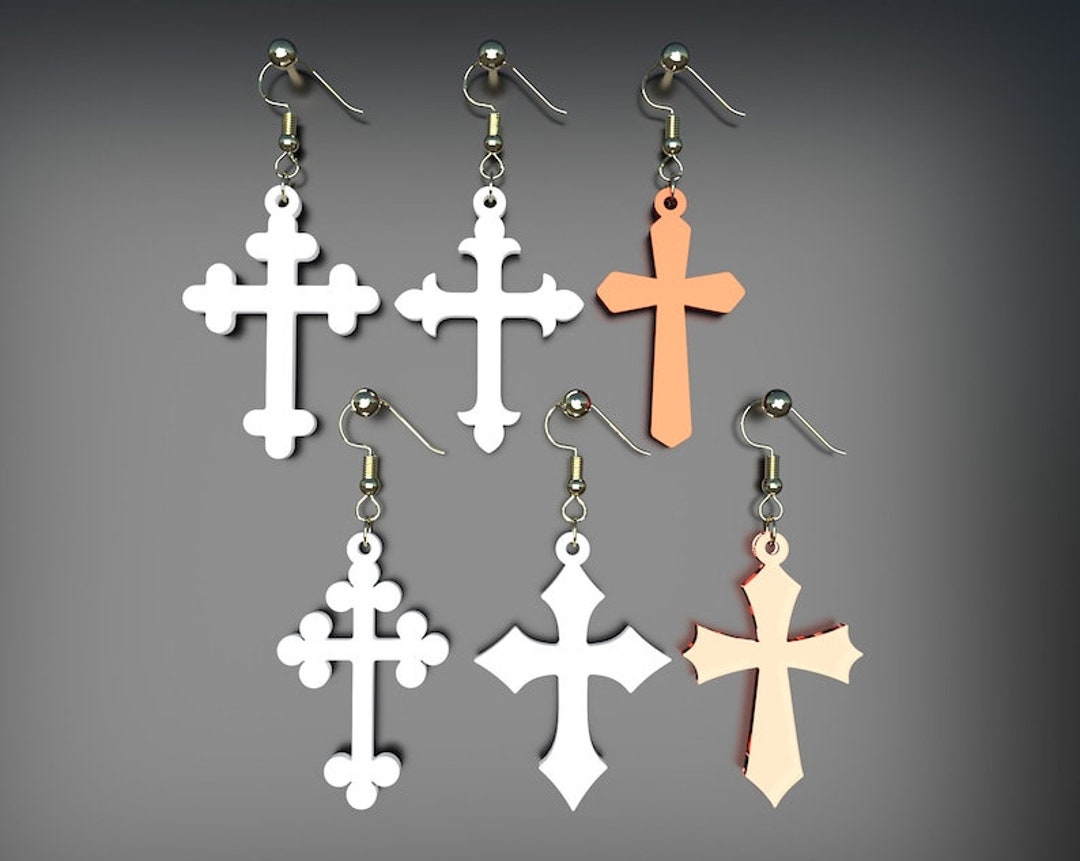 16 Cross Earrings Template Laser Cut Files Digital Download Earring ...