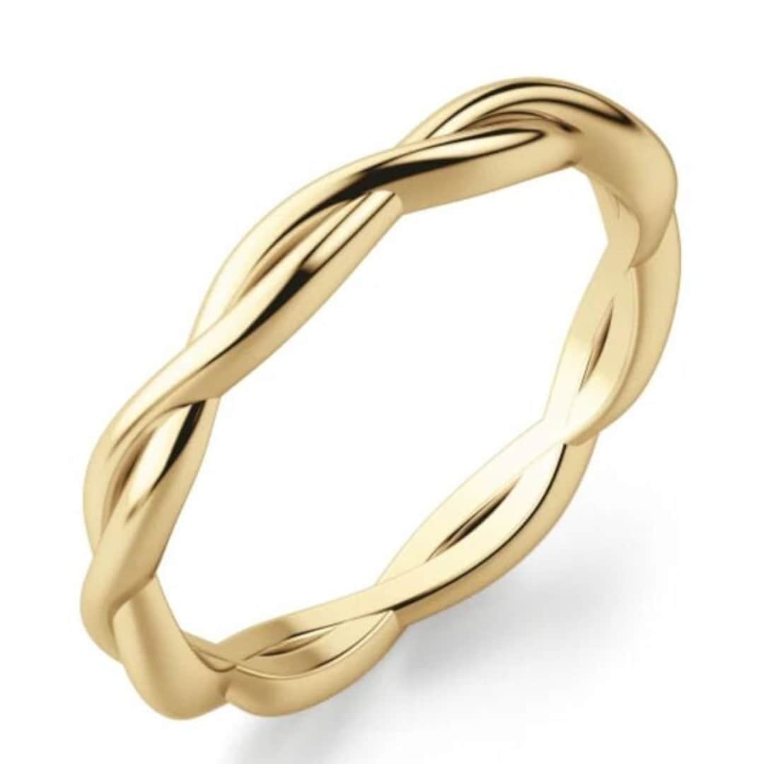 3mm Solid Gold Twisted Wedding Band Trendy Jewelry Dainty - Etsy