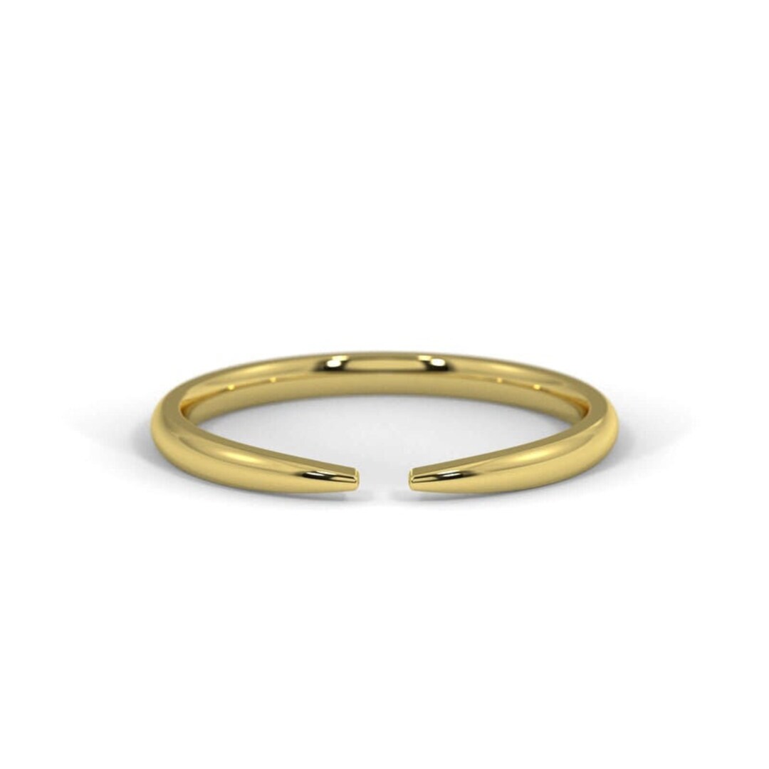 Open Cuff Wedding Band, 14k Solid Gold Open Claw Ring, Plain Cuff Ring ...