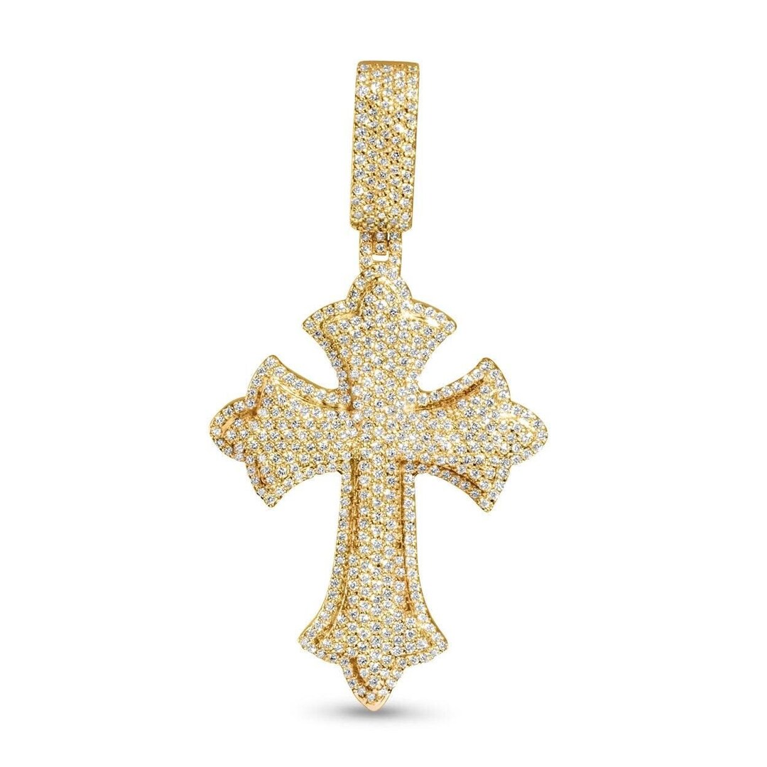 Tiny Diamond Cross Pendant, 14k Gold Diamond Cross Pendant, Diamond ...