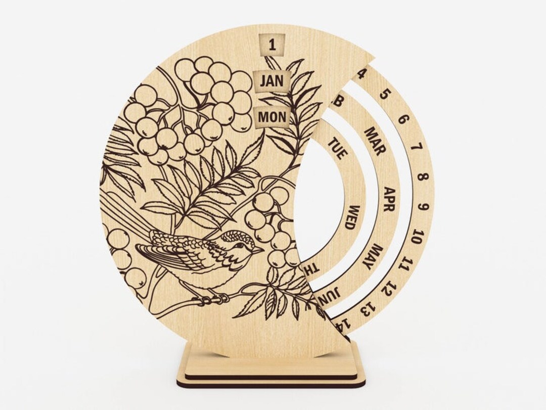 Perpetual Calendar Laser Cut File Svg, Desktop Calendar, Wood Calendars ...