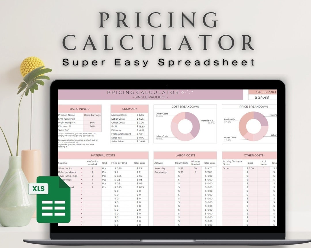 Pricing Calculator Spreadsheet, Small Business Template, Price Guide ...