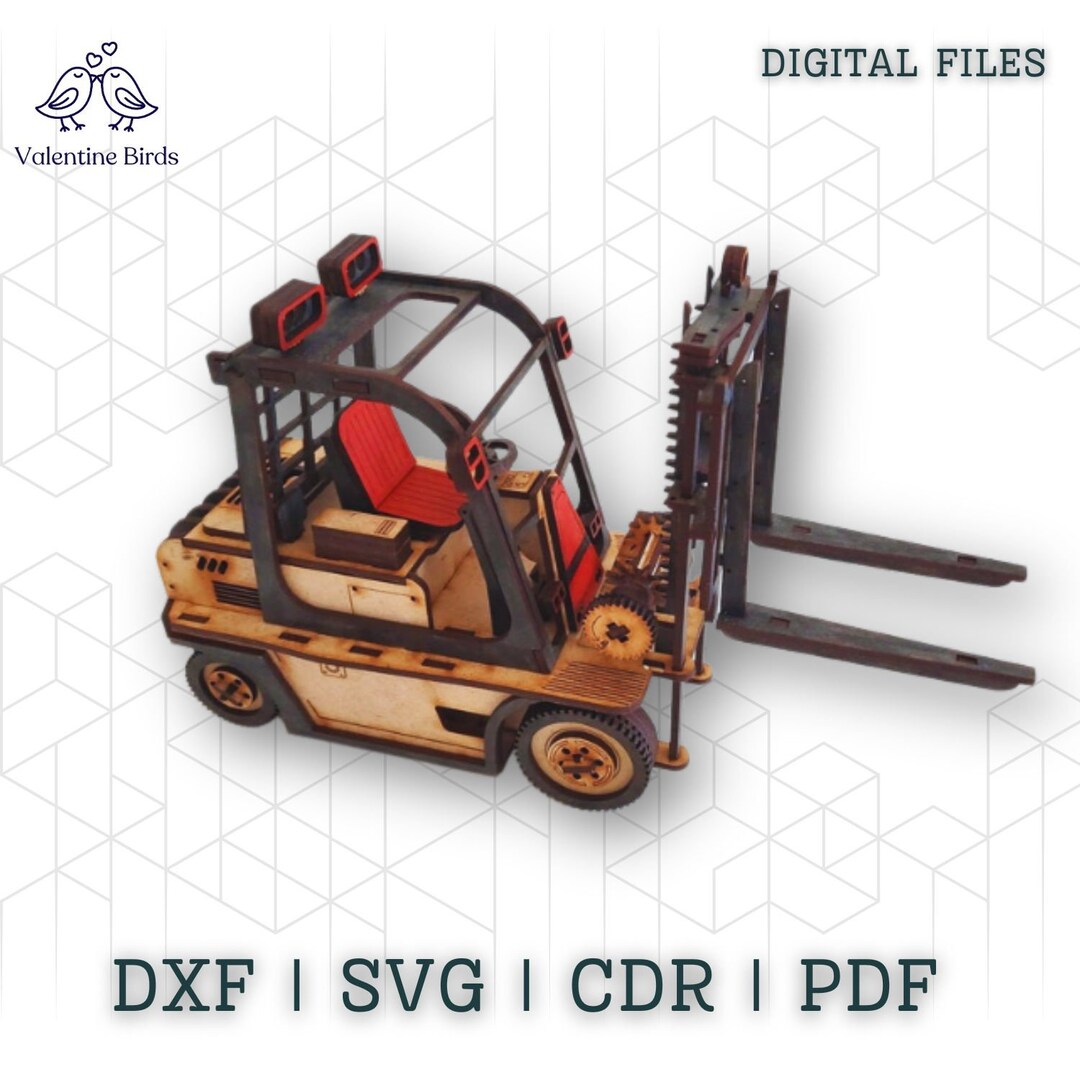 Digital Files, Wooden 3D Model, Forklift, Laser Cut Template, CDR, DXF ...