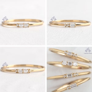 Diamond Morse Code Ring Baguette Ring Women's Half Eternity Ring ...