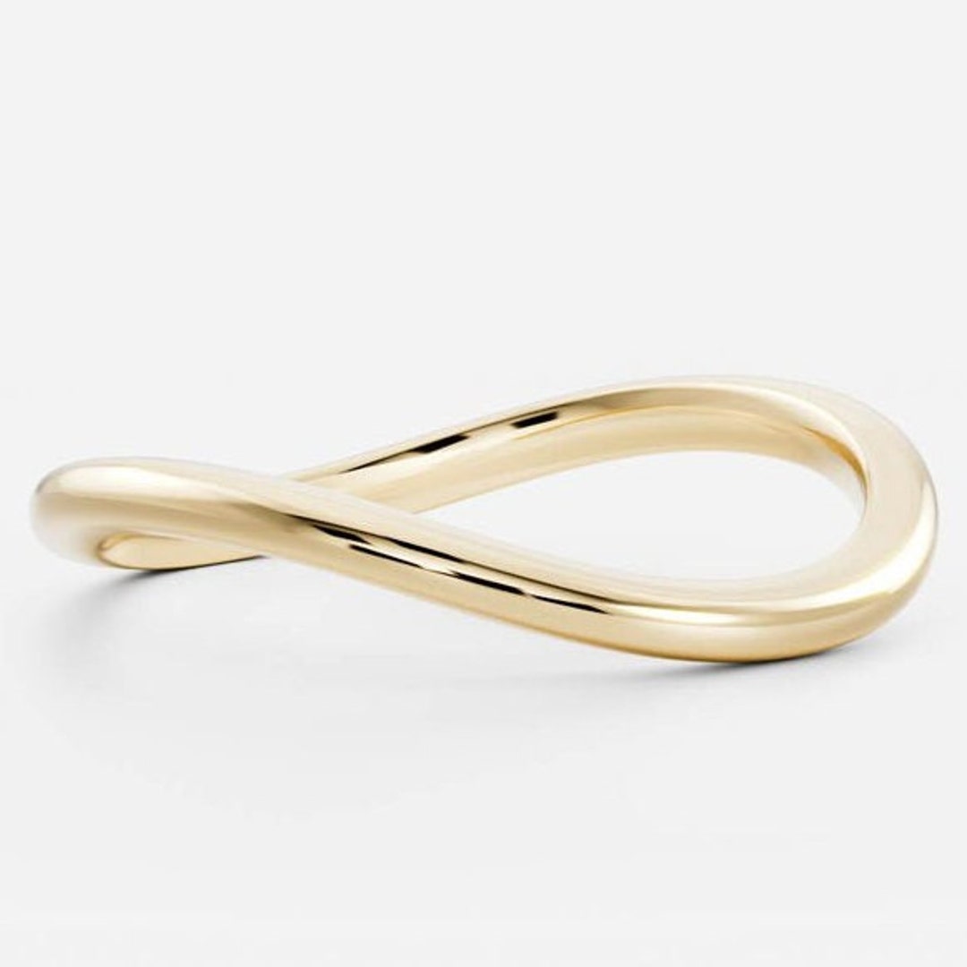 2.50mm Solid Gold Chevron Wedding Band Curved Stacking Band - Etsy