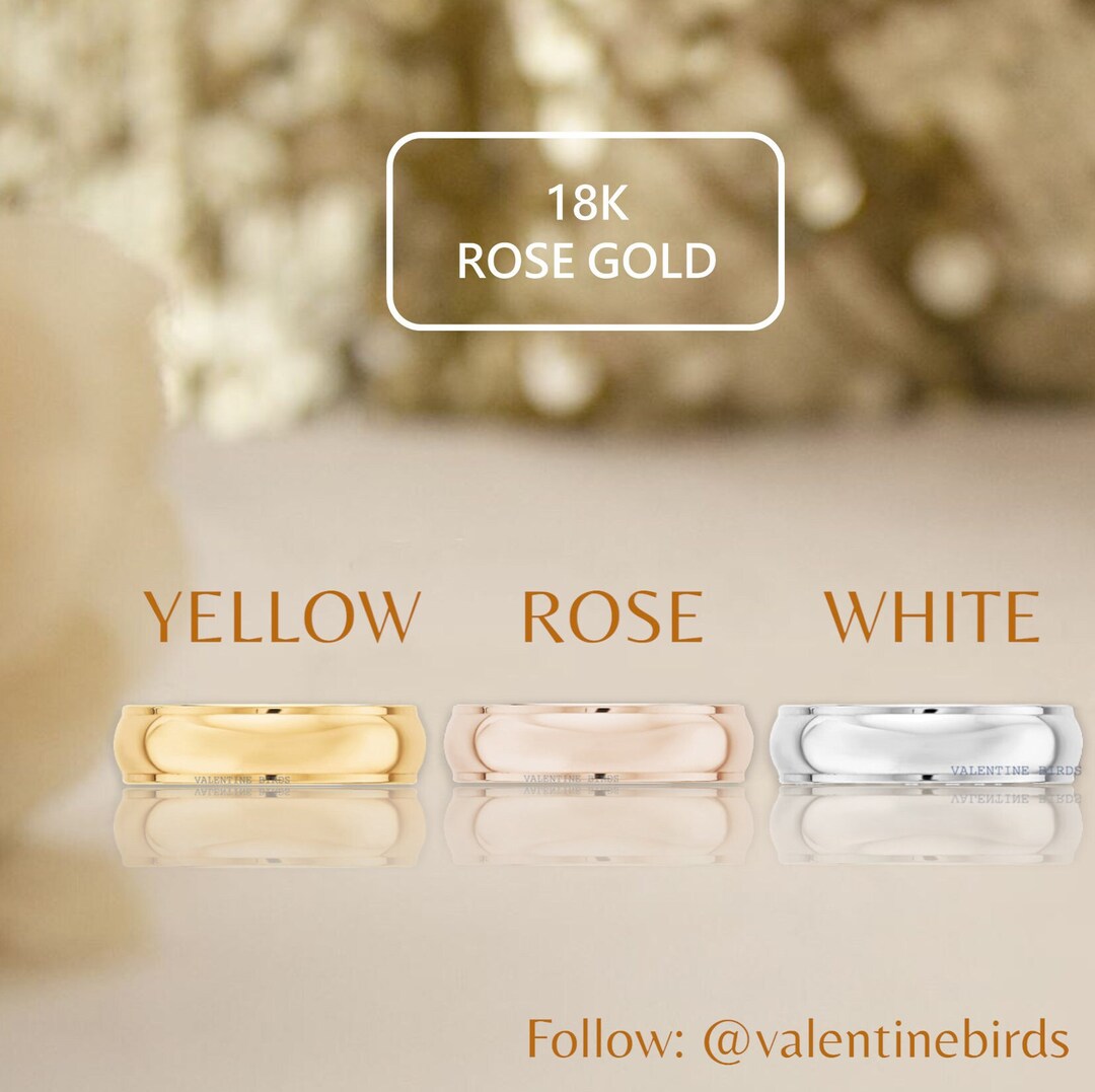 18k Rose Gold Solid Half Round Stepped Edge Adjustable Band - Etsy