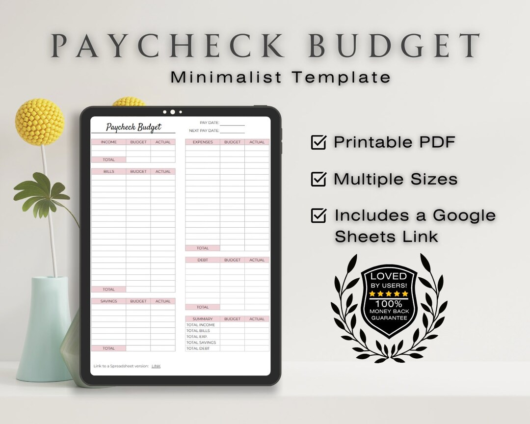 Minimalist Budget, Budget by Paycheck, Income, Personal Finances ...