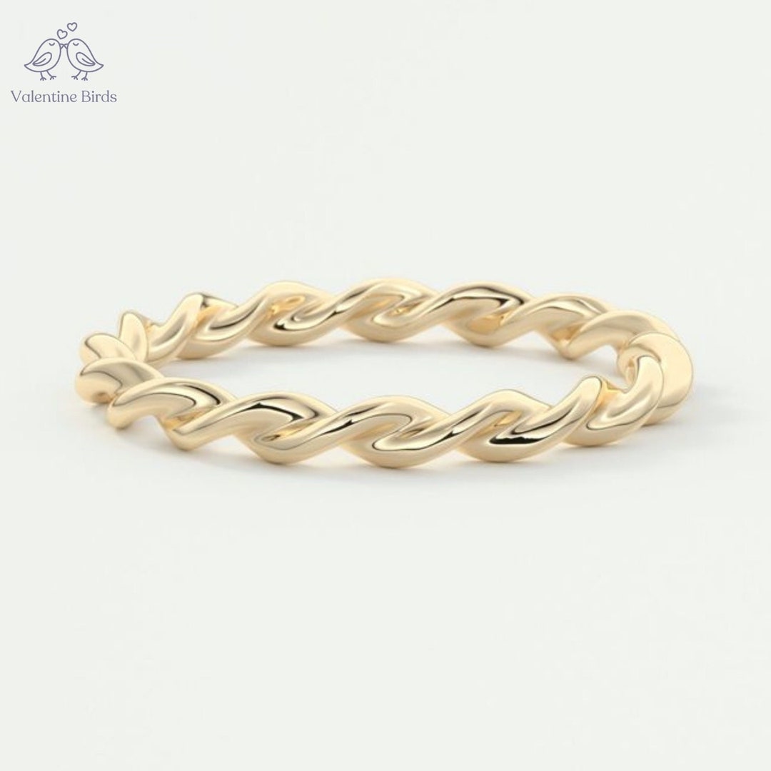 14K Gold Twisted Wedding Ring Solid Gold Rope Style Wedding Band ...