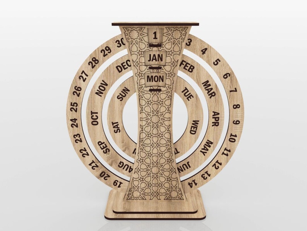 Perpetual Calendar Laser Cut File SVG, Desktop Calendar, Wood Calendars ...