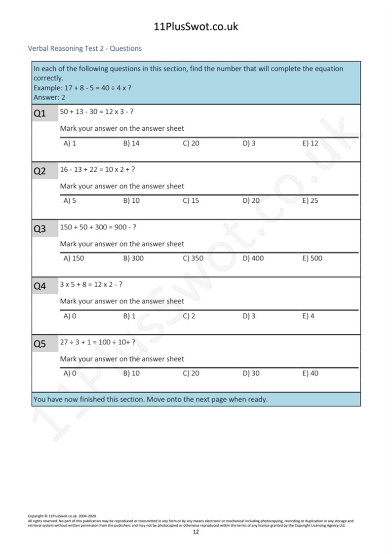 11 Plus Exam 11 Plus English Verbal Reasoning Maths Spatial Reasoning ...