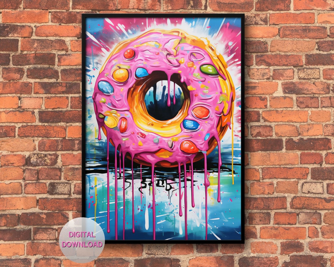 Donut Graffiti Wall Art Digital Download Colorful Wall Décor Doughnut ...
