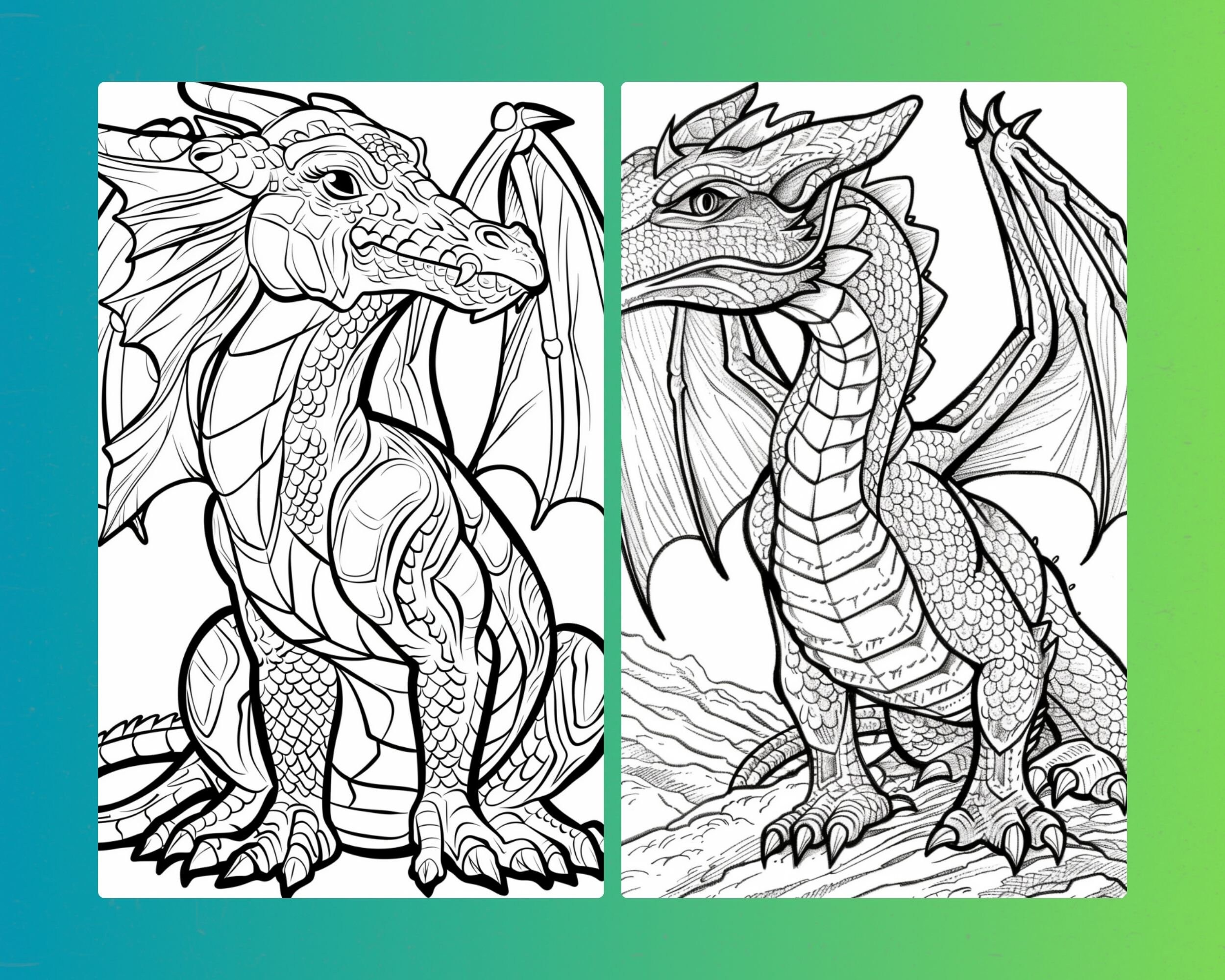 15 Printable Dragon Coloring Pages for Kids and Adults, Simple Artwork ...
