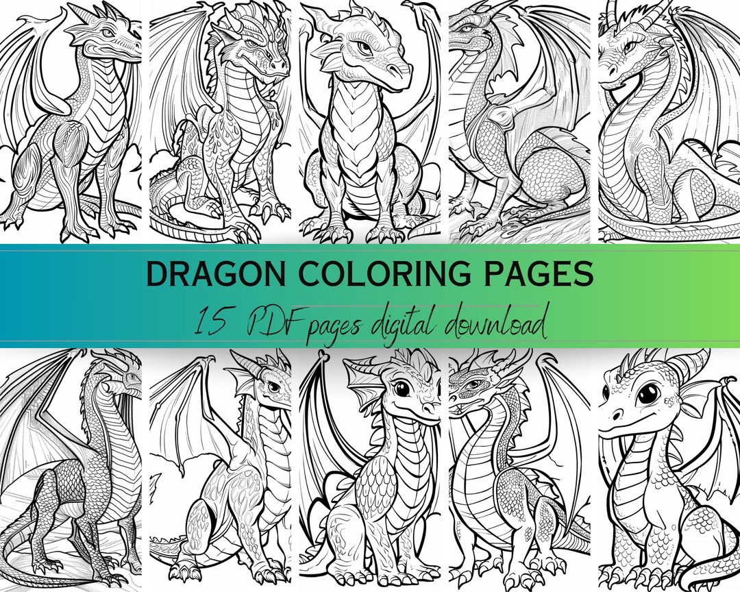 15 Printable Dragon Coloring Pages for Kids and Adults, Simple Artwork ...