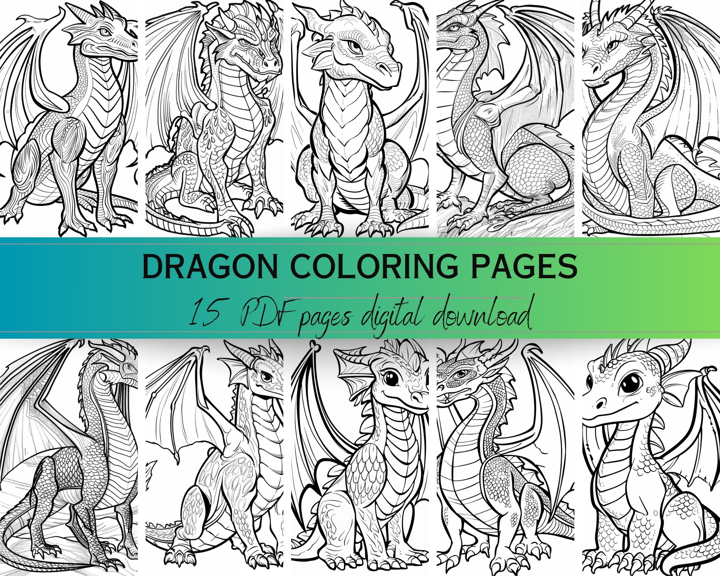15 Printable Dragon Coloring Pages for Kids and Adults, Simple Artwork ...