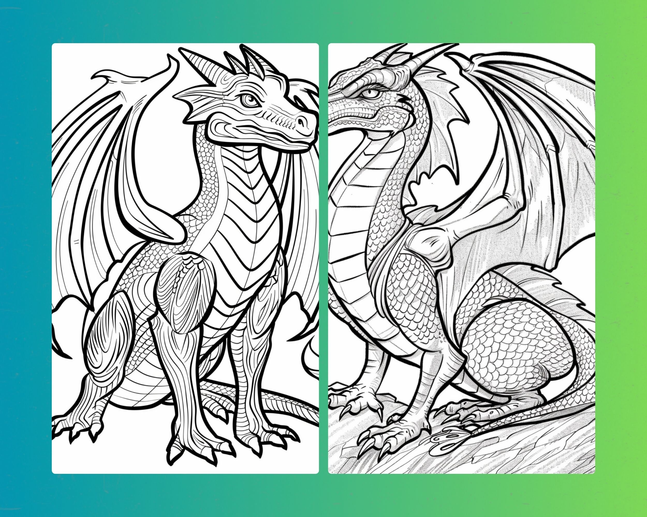 15 Printable Dragon Coloring Pages for Kids and Adults, Simple Artwork ...