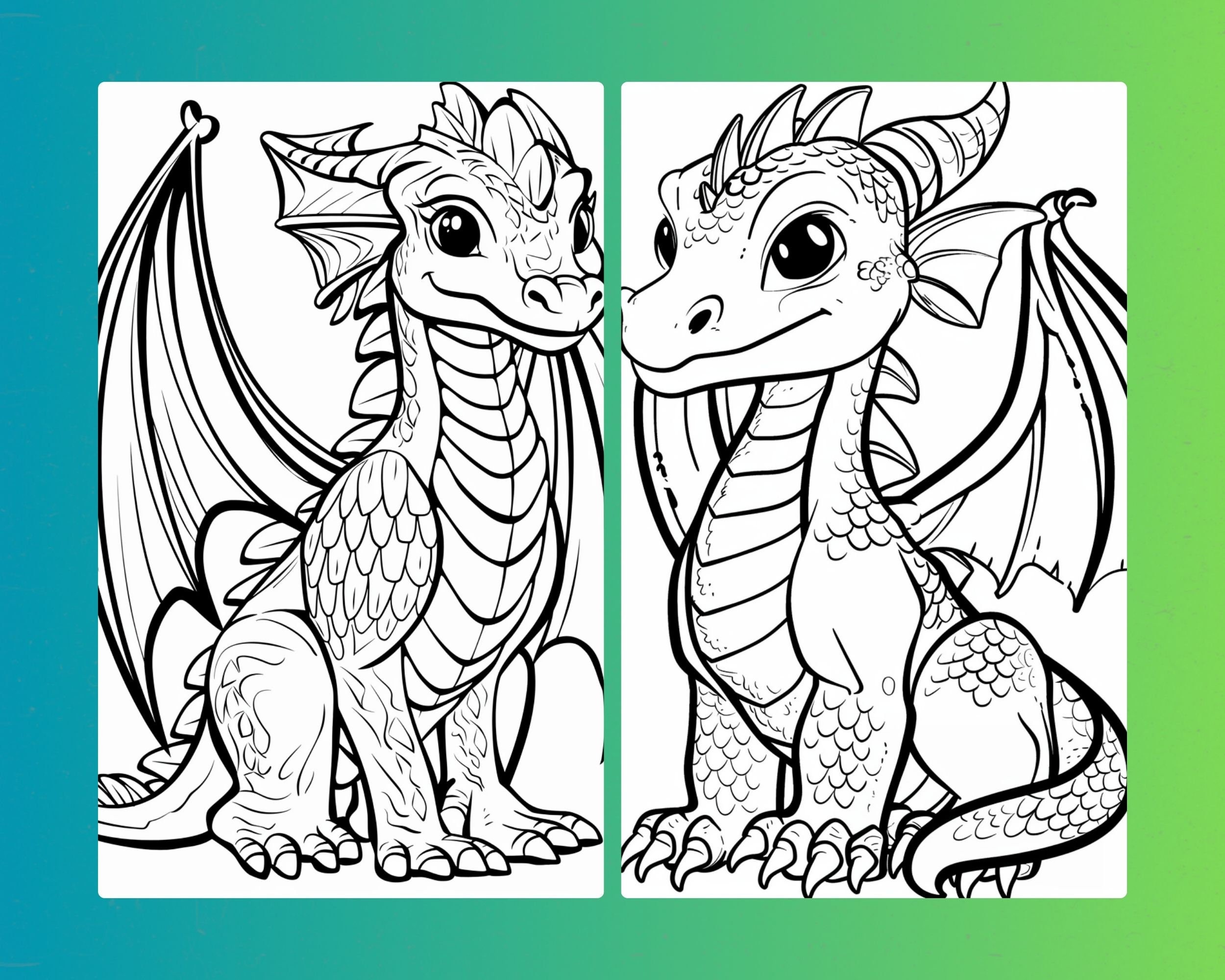 15 Printable Dragon Coloring Pages for Kids and Adults, Simple Artwork ...