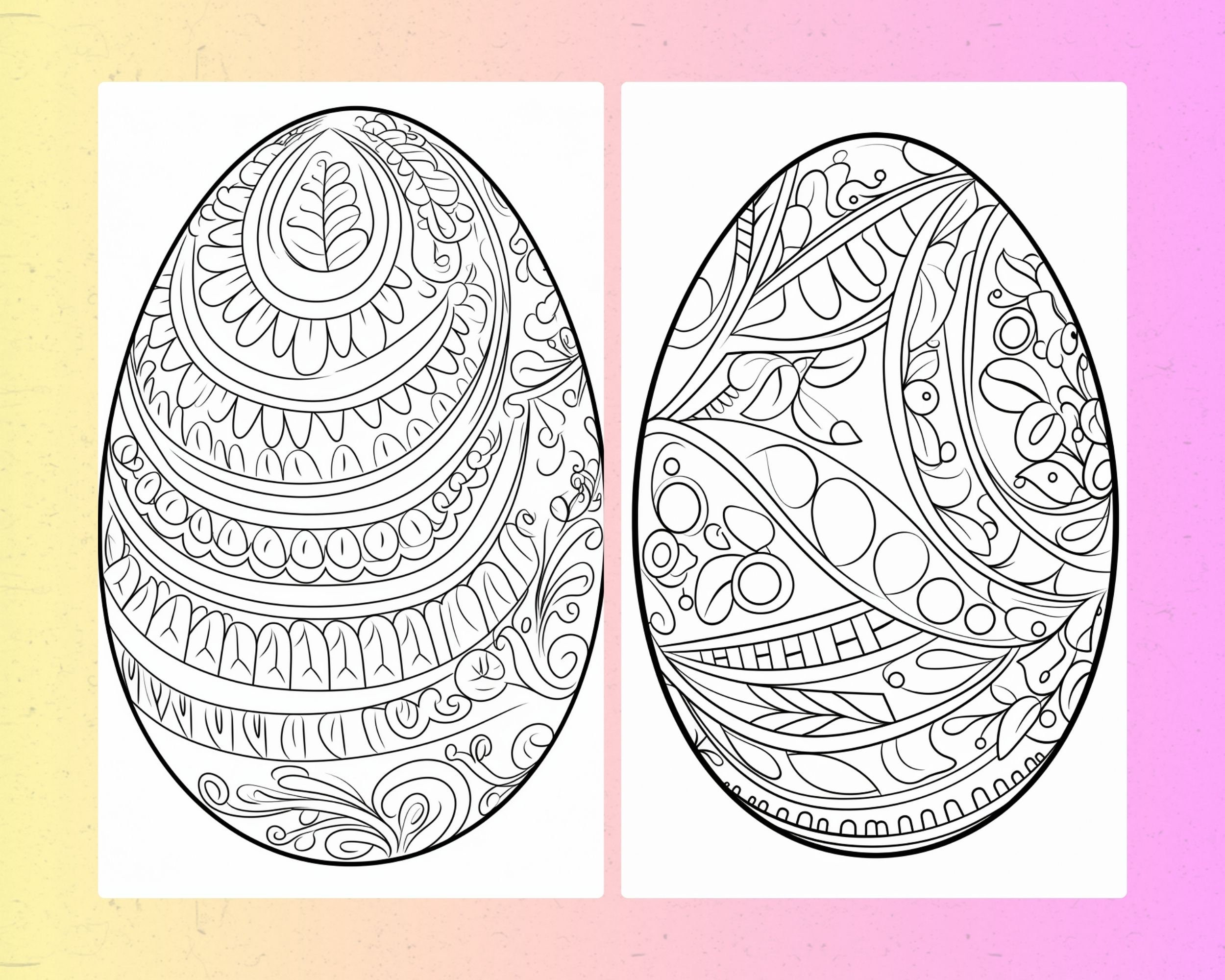 24 Easter Egg Coloring Pages for Kids and Adults Printable 8,5''x11 ...