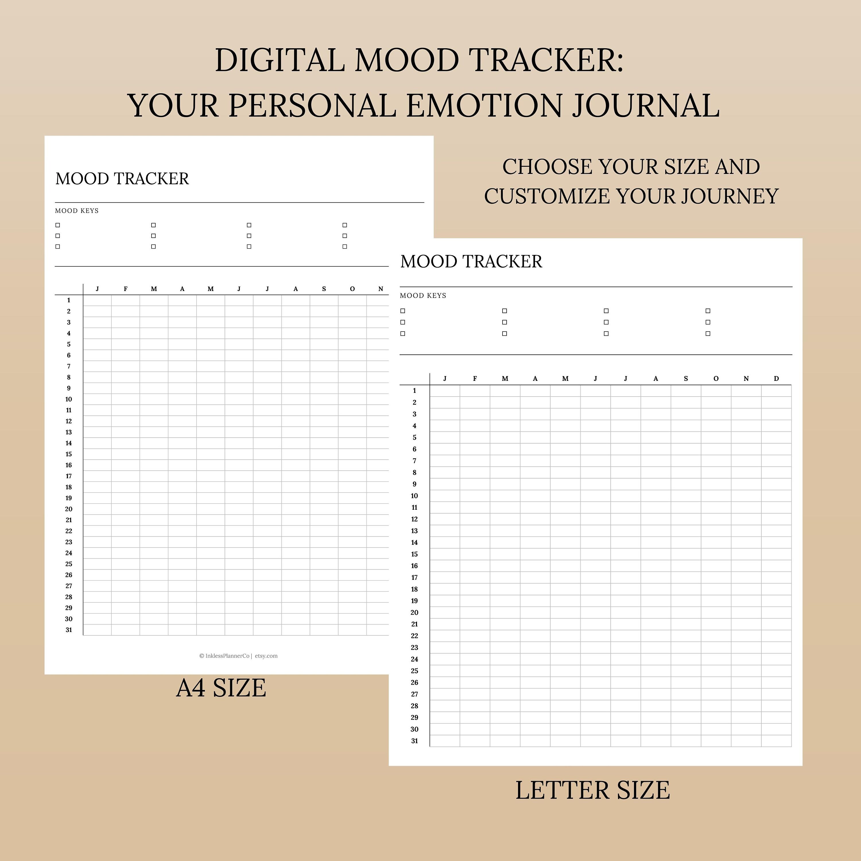 Mood Tracker Yearly Mood Chart Mood Monitoring Mood - Etsy