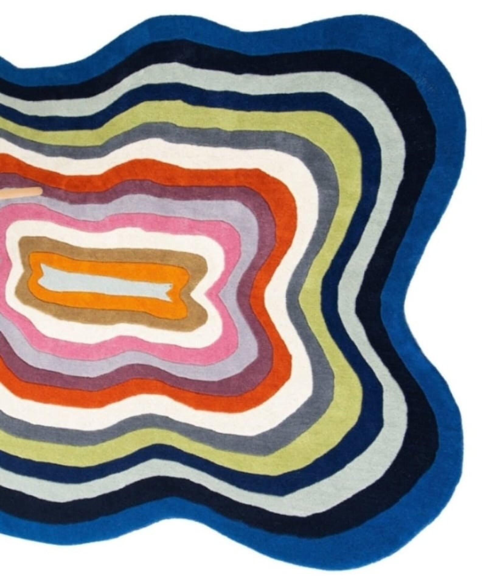 Irregular Shape Tufted Rug Multicolored Stripes, Hand-tufted Wool Area ...