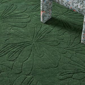 Hand Tufted Sculpted Daisy Green Rug 100% Woolen Tufted Plaid Rug Tuft ...