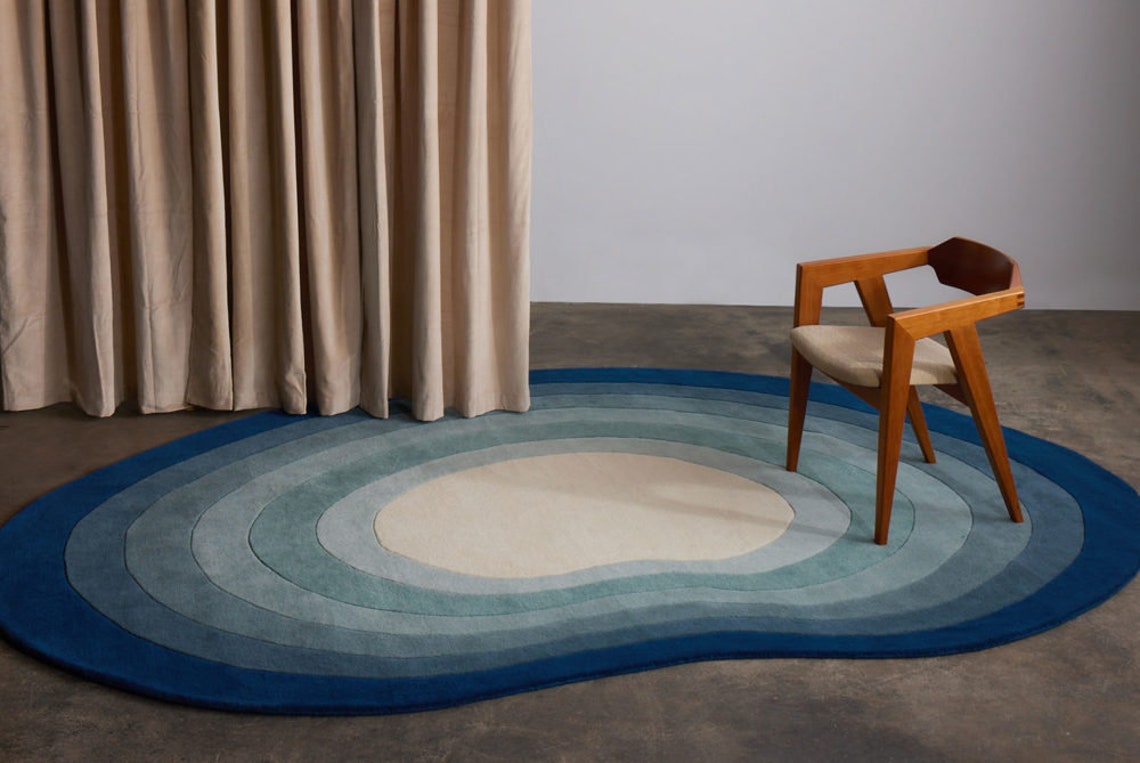 KIDNEY RUG, Kidney Shape Rug, Hand Tufted Vintage Melting Oval: Hand ...