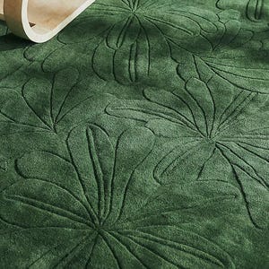 Hand Tufted Sculpted Daisy Green Rug 100% Woolen Tufted Plaid Rug Tuft ...