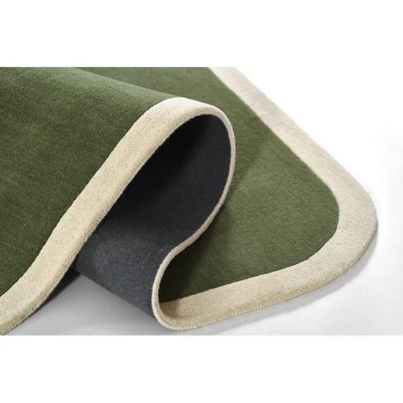 Olive Green Rug, Moss Green Rug, 100% New Zealand Wool Handmade ...