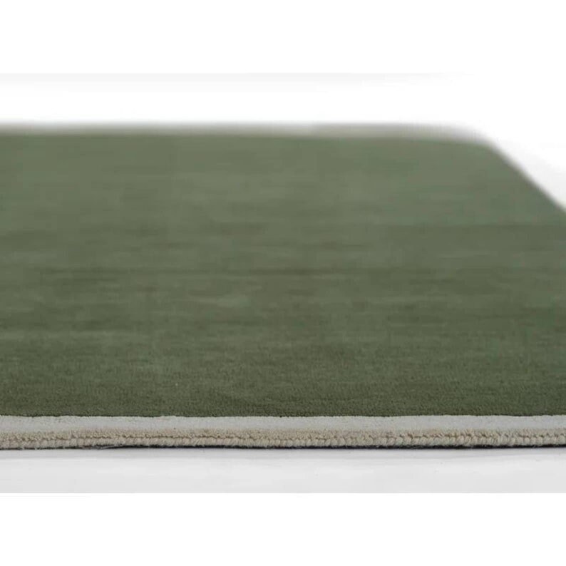 Olive Green Rug, Moss Green Rug, 100% New Zealand Wool Handmade ...